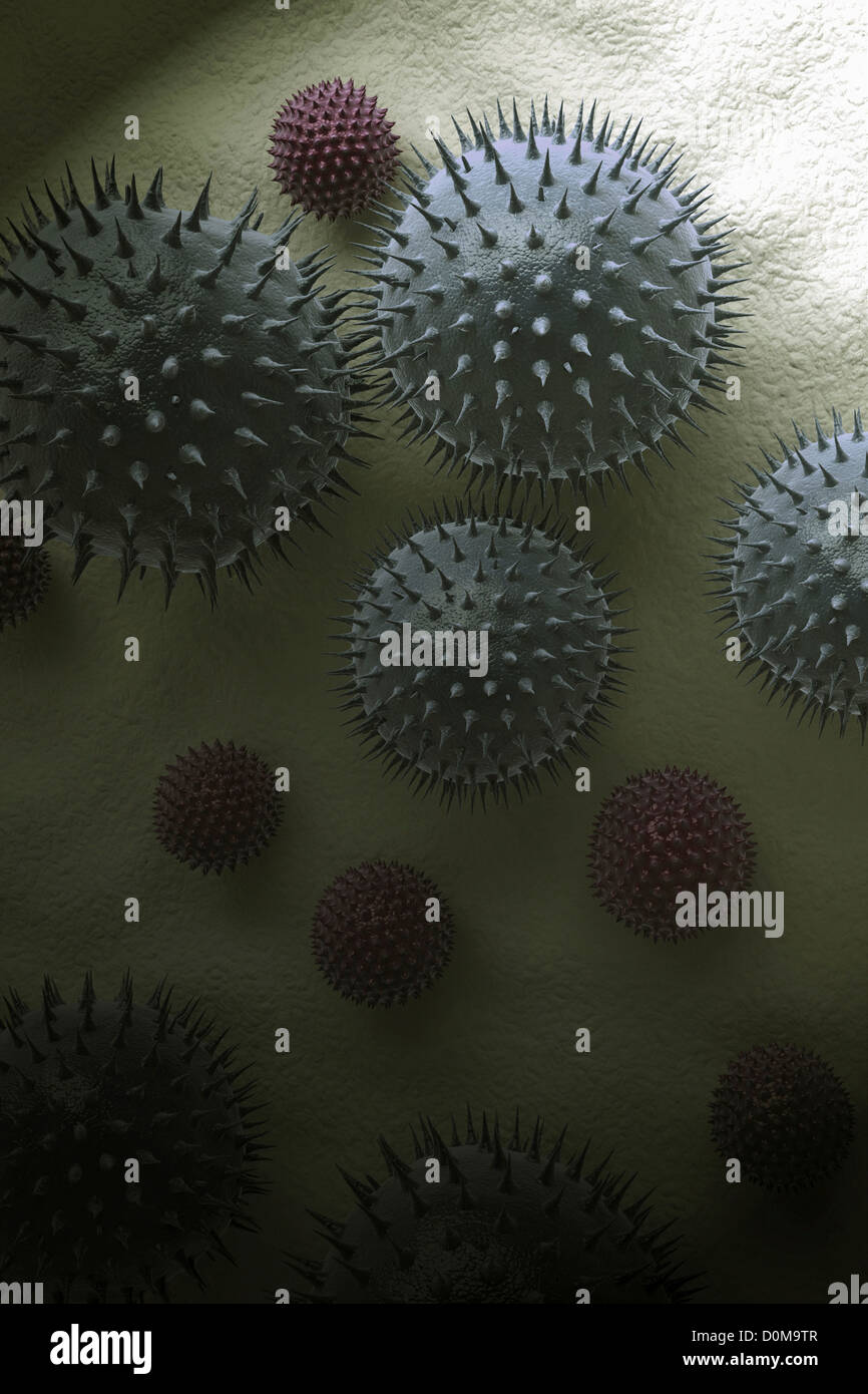 Microscopic styled visualization of pollen grains associated with ...