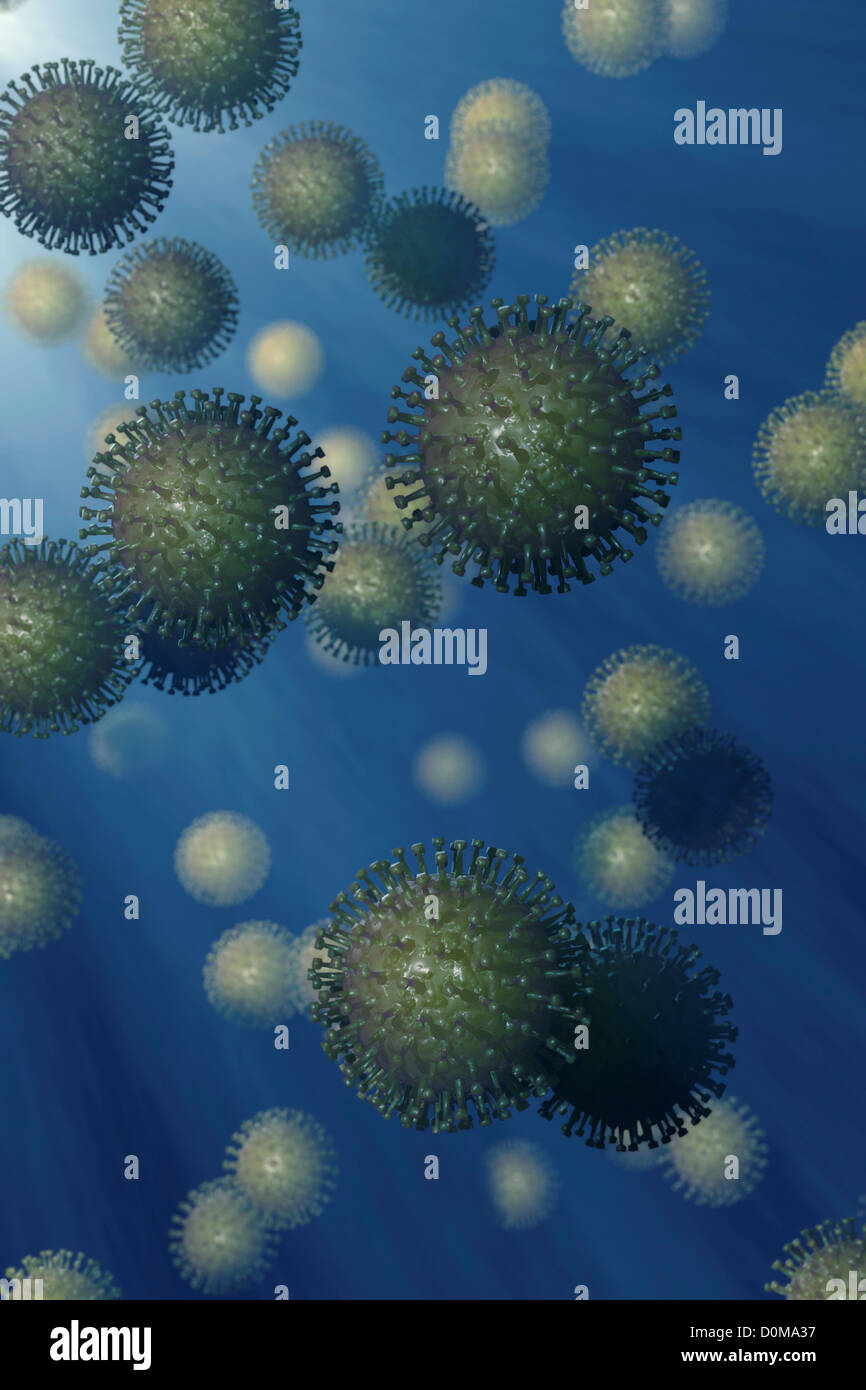 Cloud of Influenza A virus particles Stock Photo - Alamy