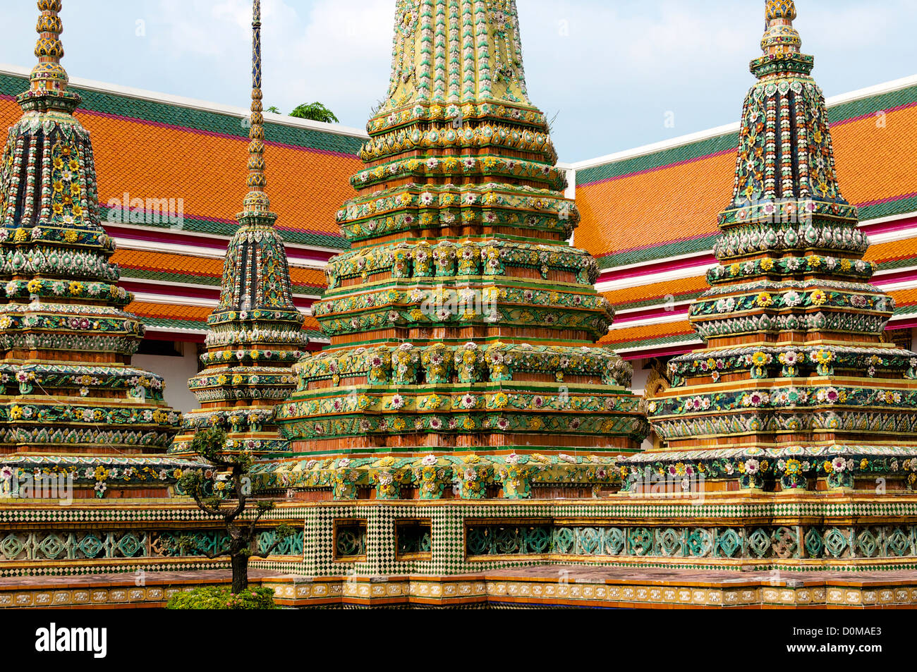 Chinese porcelain tiles decorating the facade of a giant Chedi in the ...