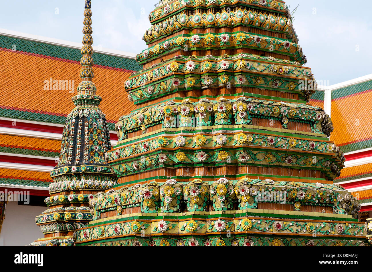 Chinese porcelain tiles decorating the facade of a giant Chedi in the ...