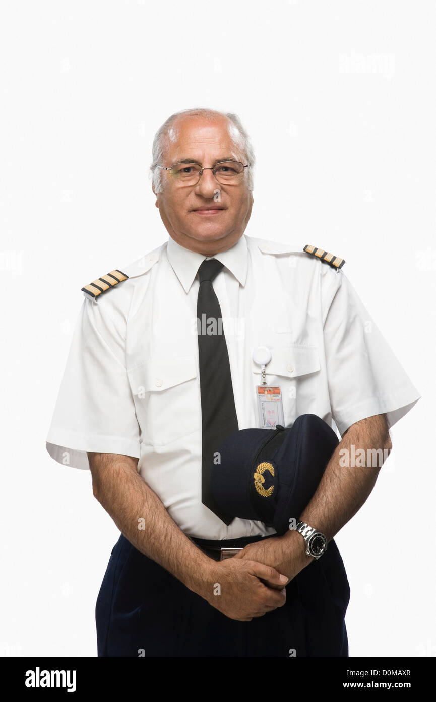 Portrait of a pilot smiling Stock Photo - Alamy