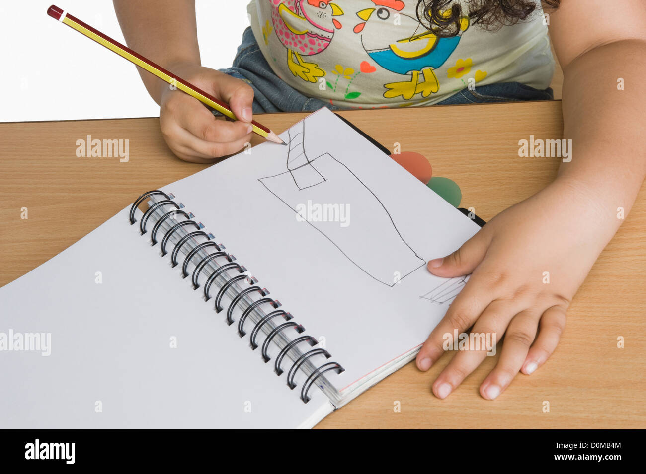 Mid section view of a girl drawing a picture Stock Photo - Alamy