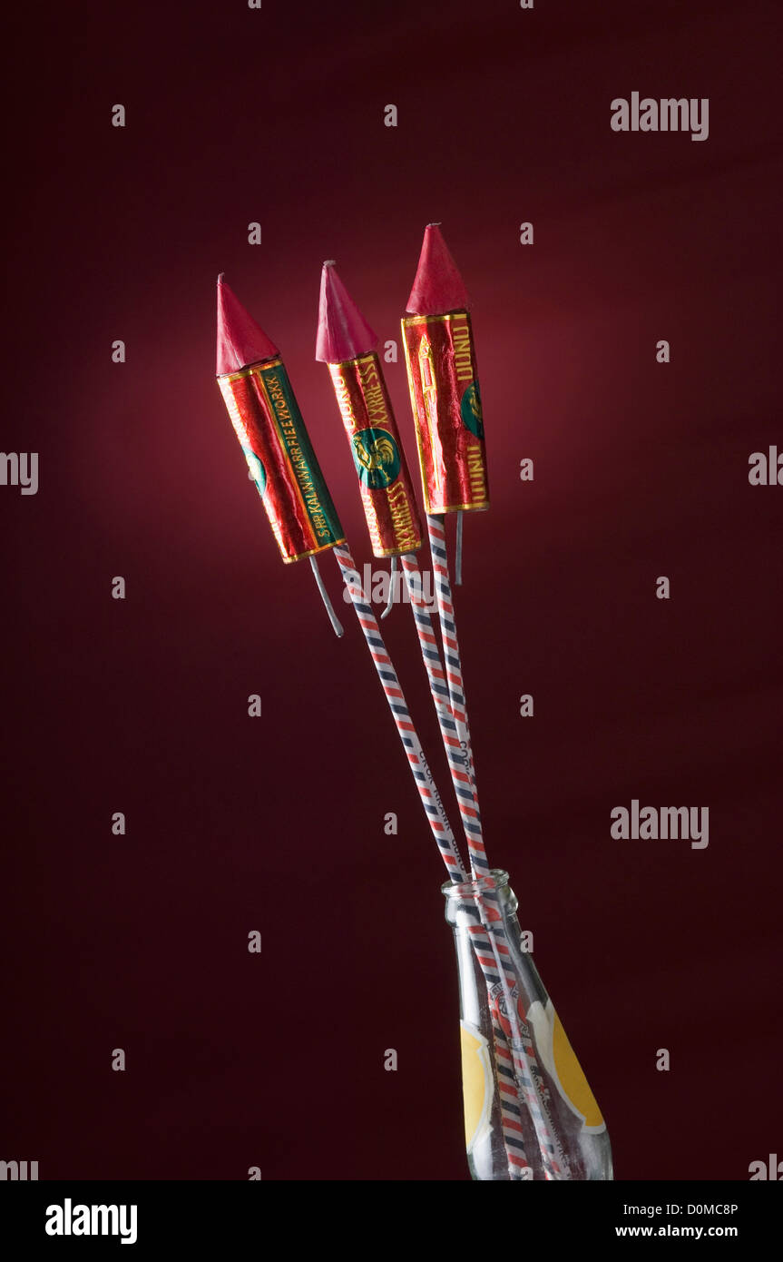 Close-up of three bottle rockets Stock Photo - Alamy
