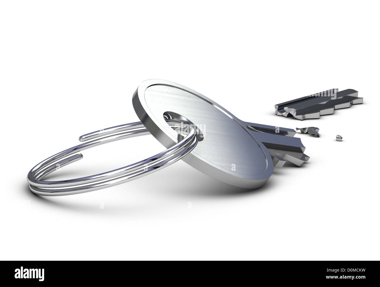 broken key over white background with a ring Stock Photo - Alamy