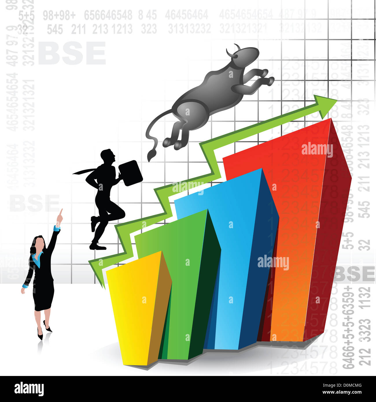 Illustrative representation showing rise in stock market Stock Photo ...