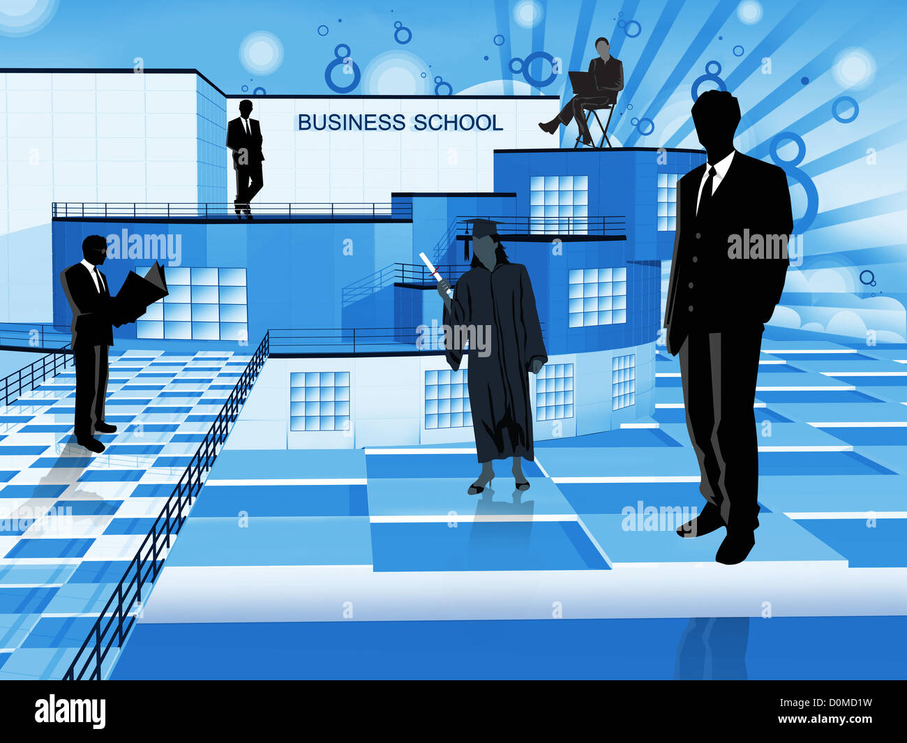 Students and businessmen in front of business school Stock Photo - Alamy