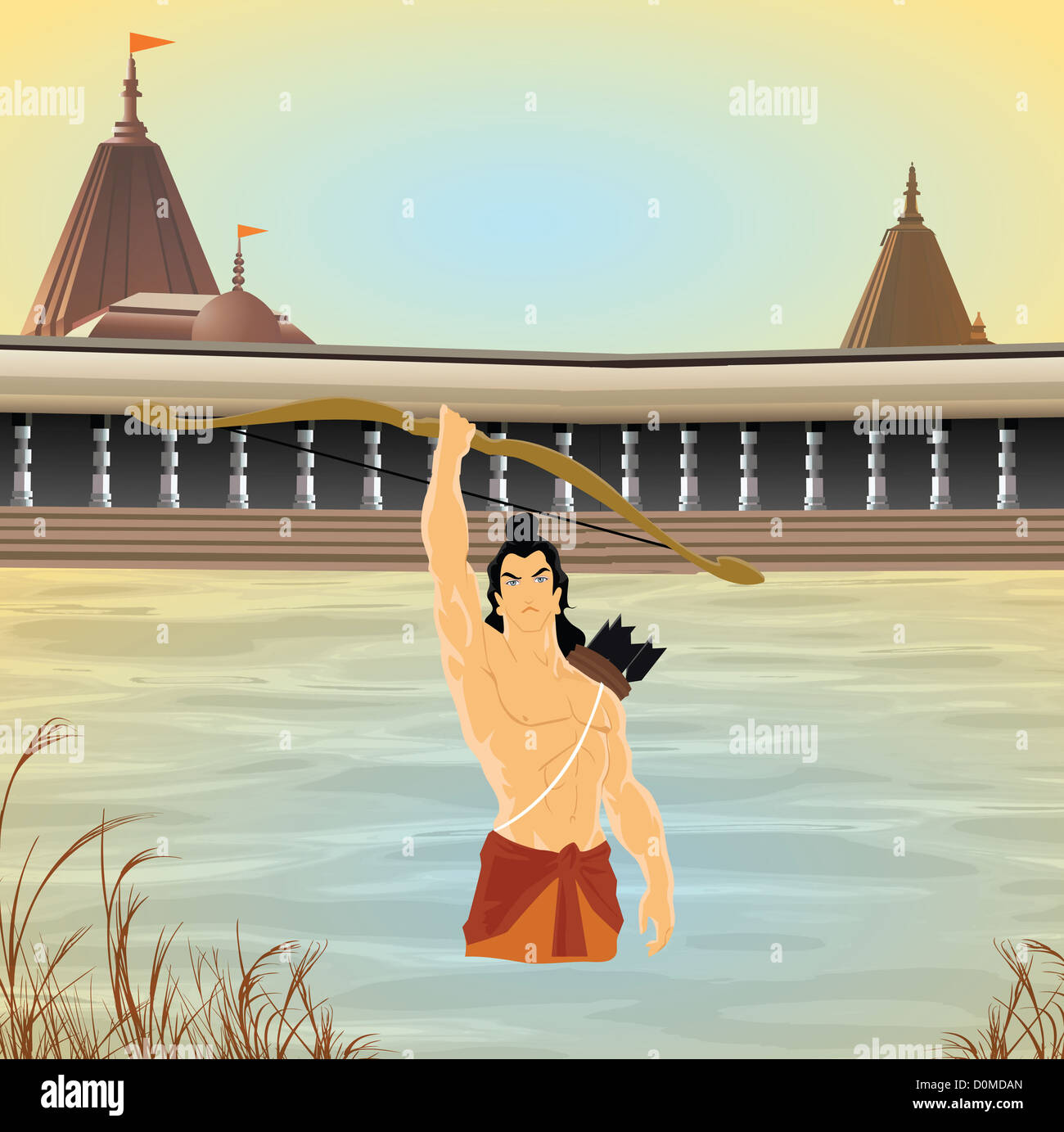 Hindu god Rama in a river Stock Photo - Alamy