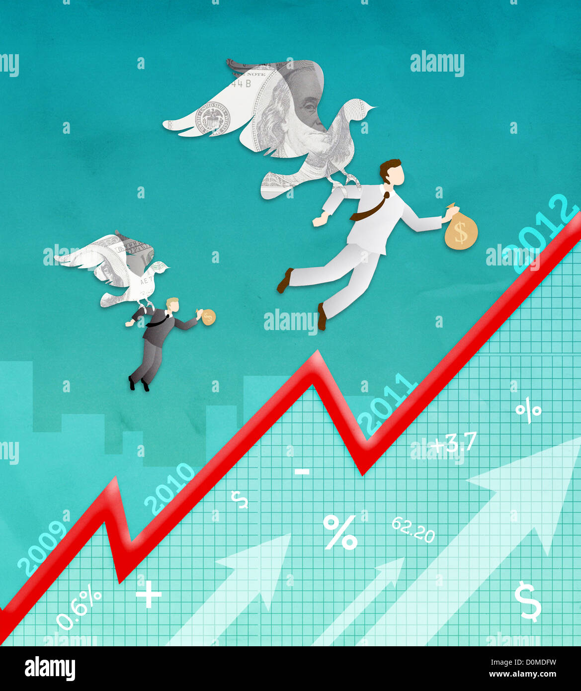 Illustrative representation showing recovery from recession Stock Photo ...
