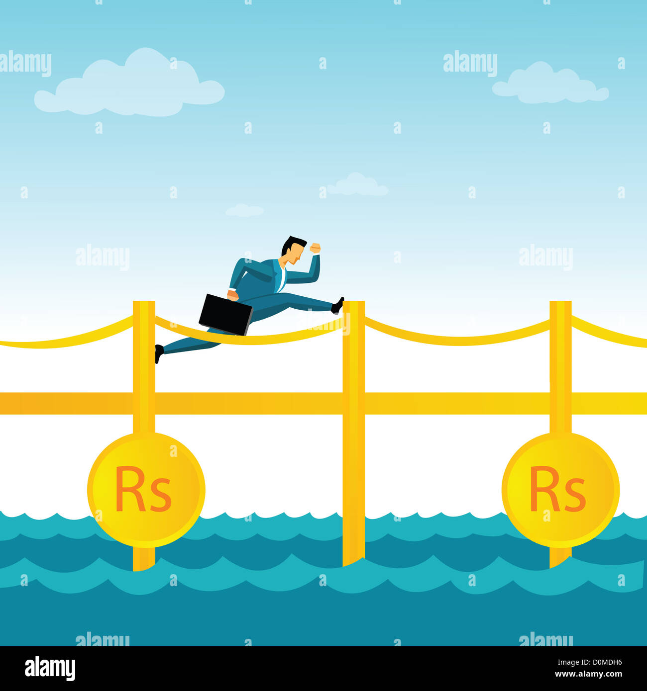 Businessman running on a money bridge Stock Photo - Alamy