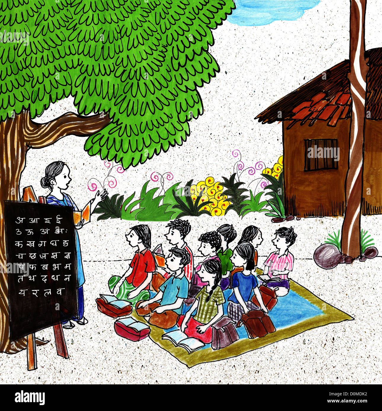 Scene of a rural school Stock Photo - Alamy