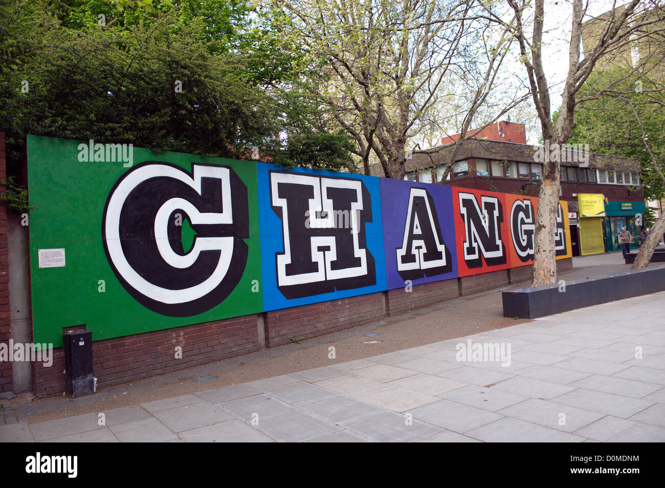 Street art graffiti called "Change" by Ben Eine Stock Photo - Alamy