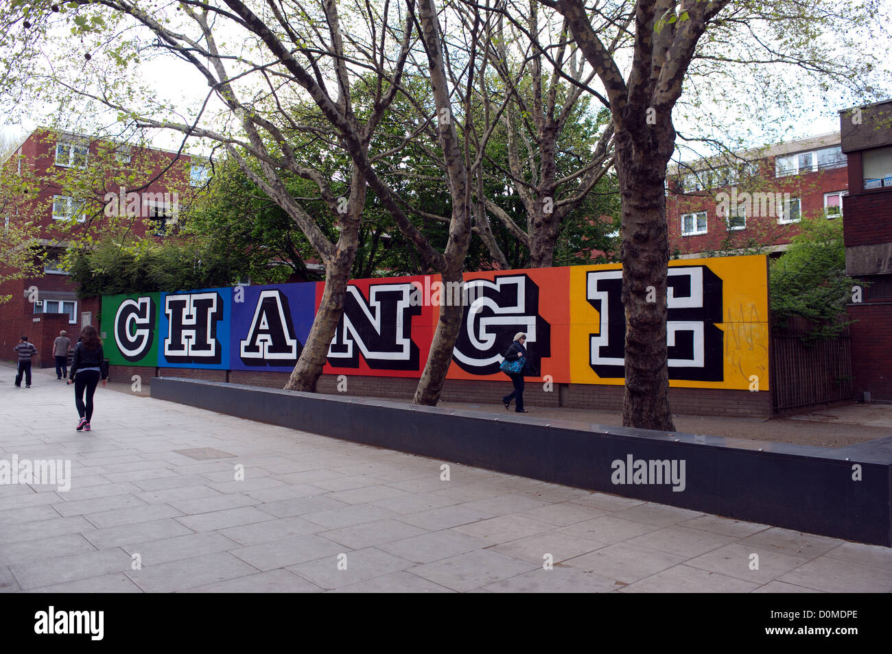 Street art graffiti called "Change" by Ben Eine Stock Photo - Alamy