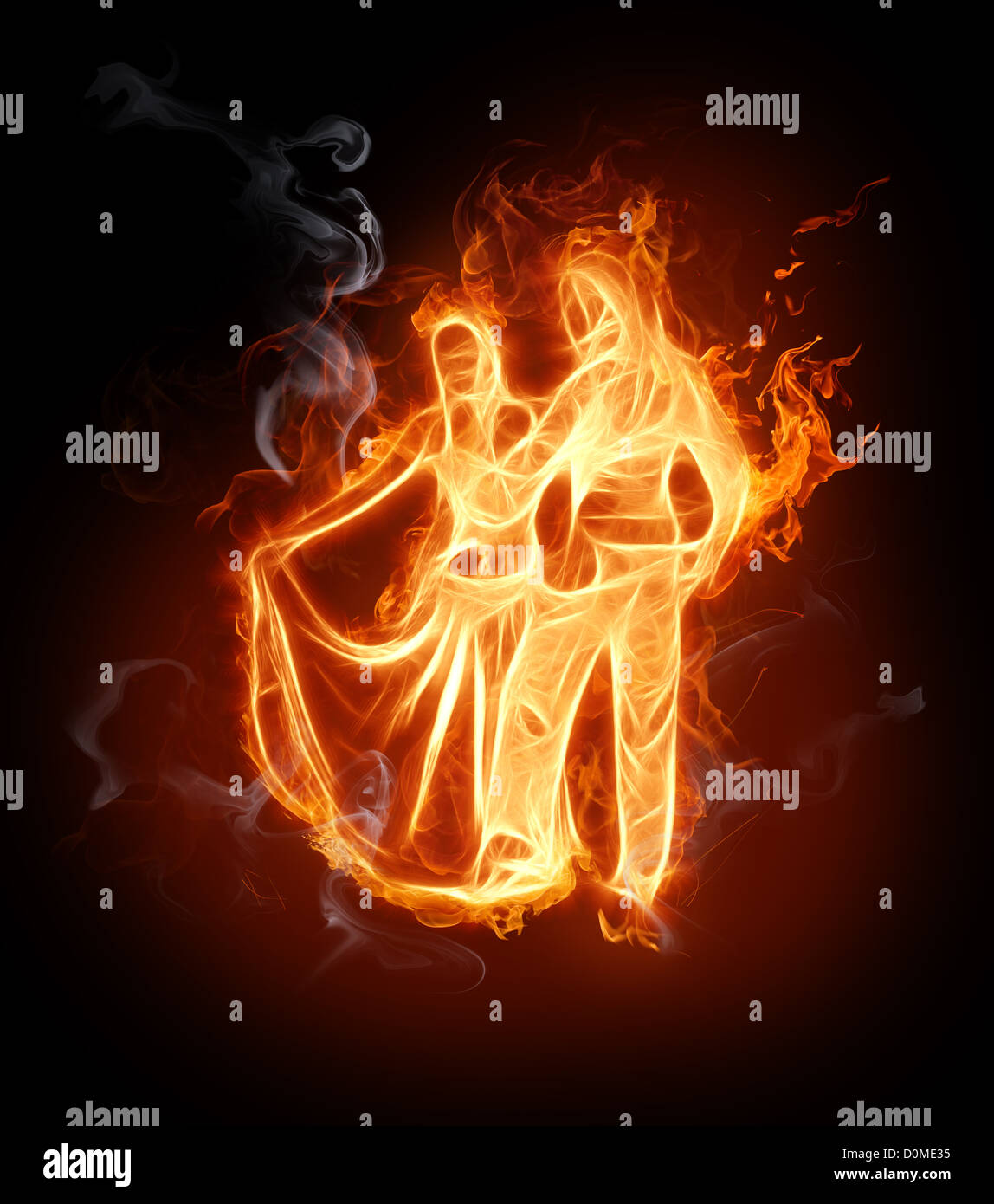 bright flamy symbol on the black background Stock Photo - Alamy