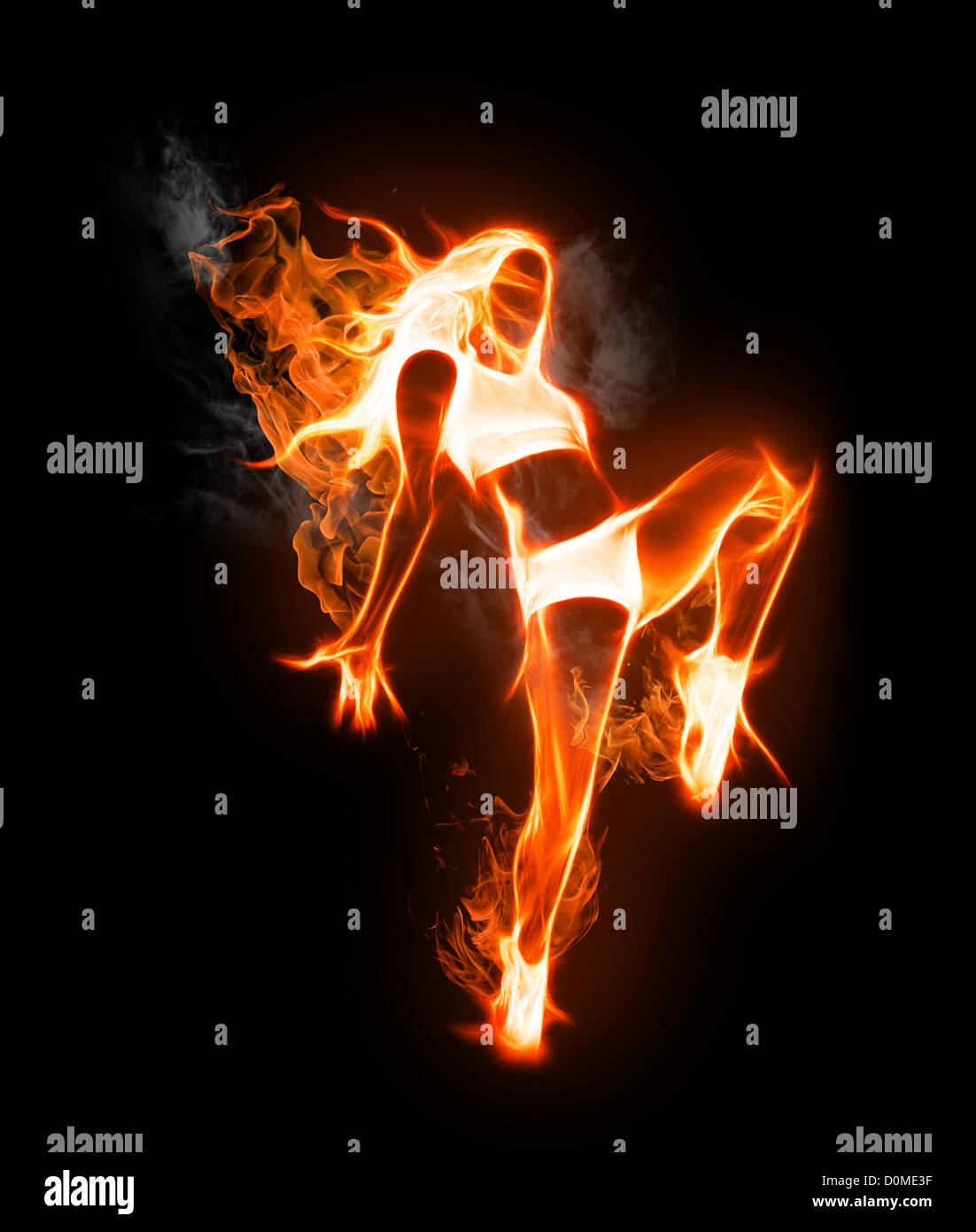 bright flamy symbol on the black background Stock Photo - Alamy