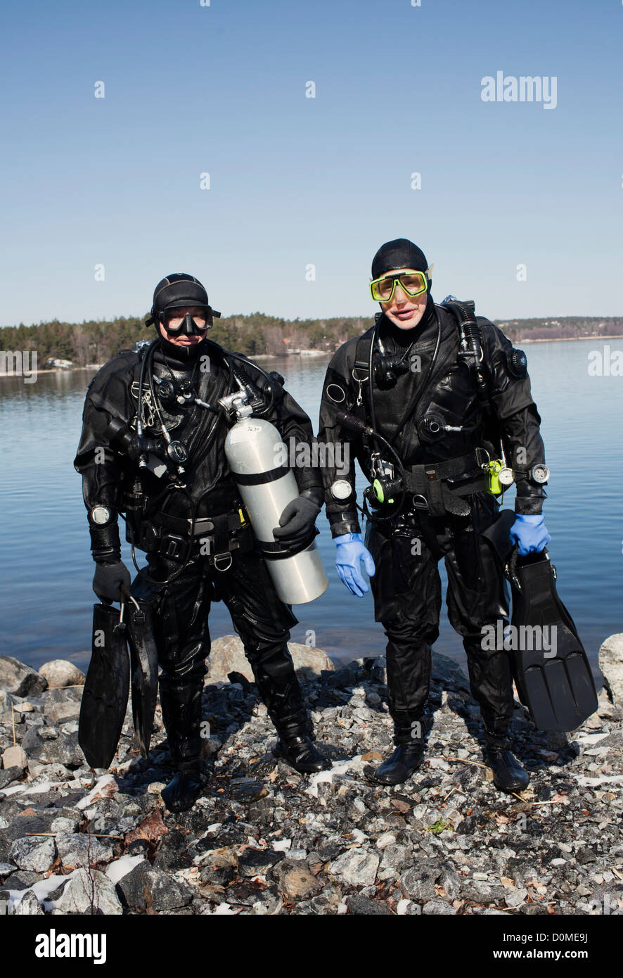 Portrait of two divers Stock Photo - Alamy