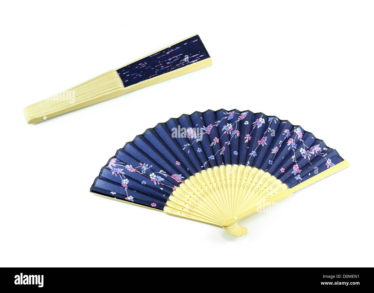 Set of two japanese folding fans isolated on white Stock Photo - Alamy