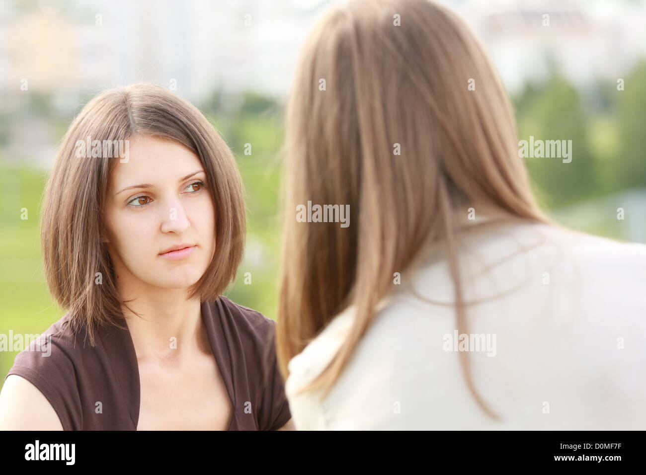 Two women conversation serious hi-res stock photography and images - Alamy