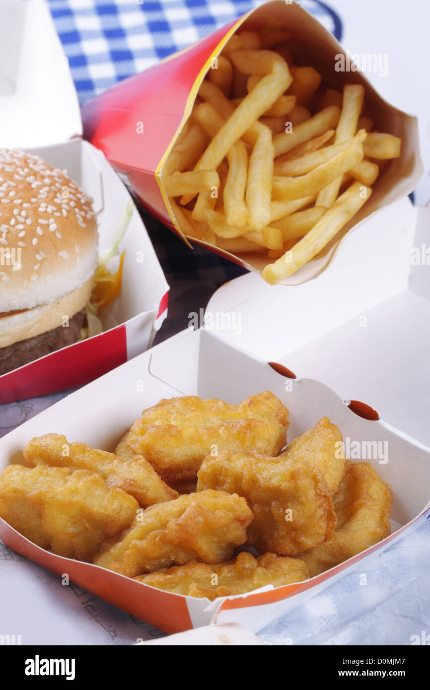 Chicken nuggets and other junk food Stock Photo - Alamy