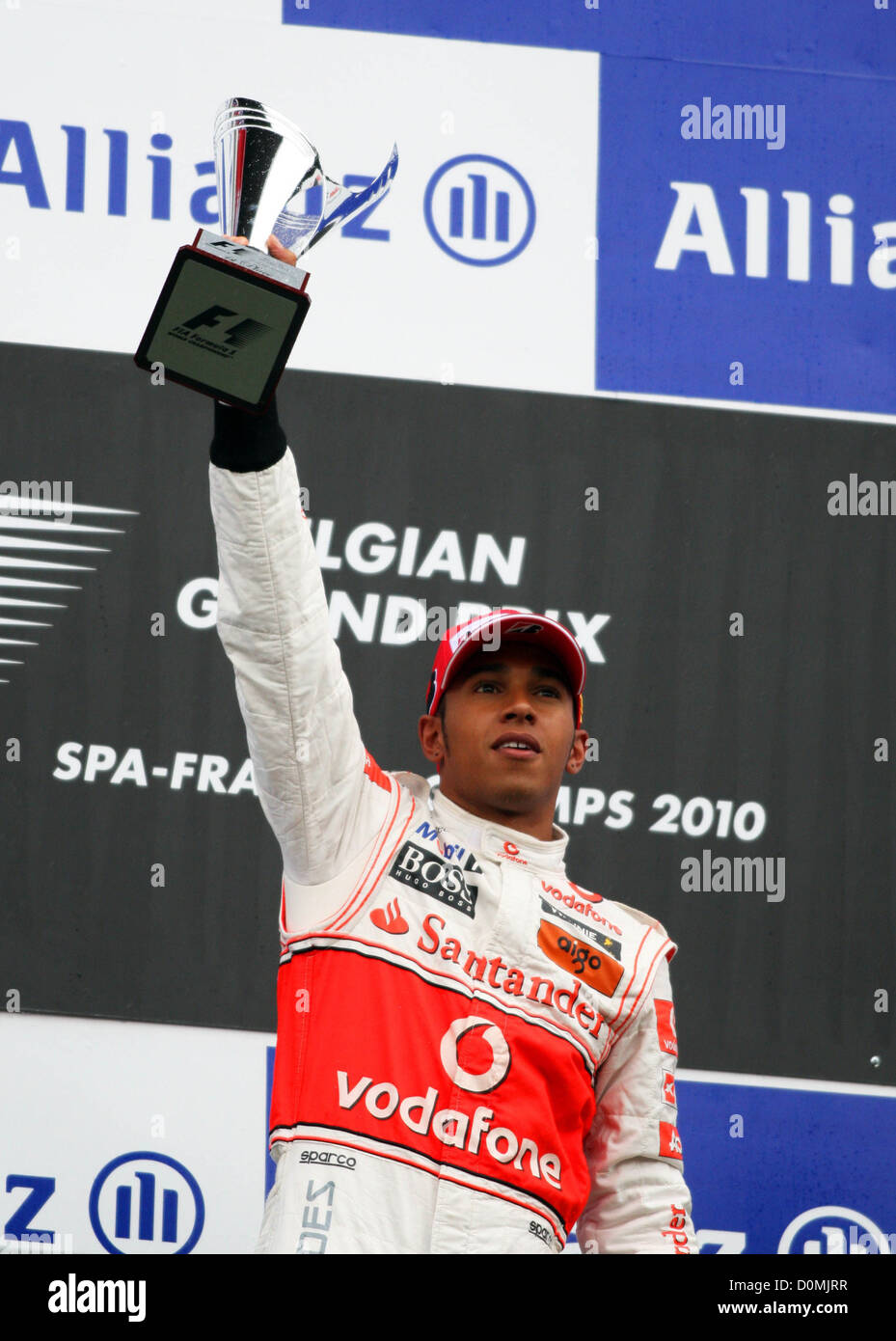 Lewis Hamilton celebrating after his win at the The Belgian Formula One ...