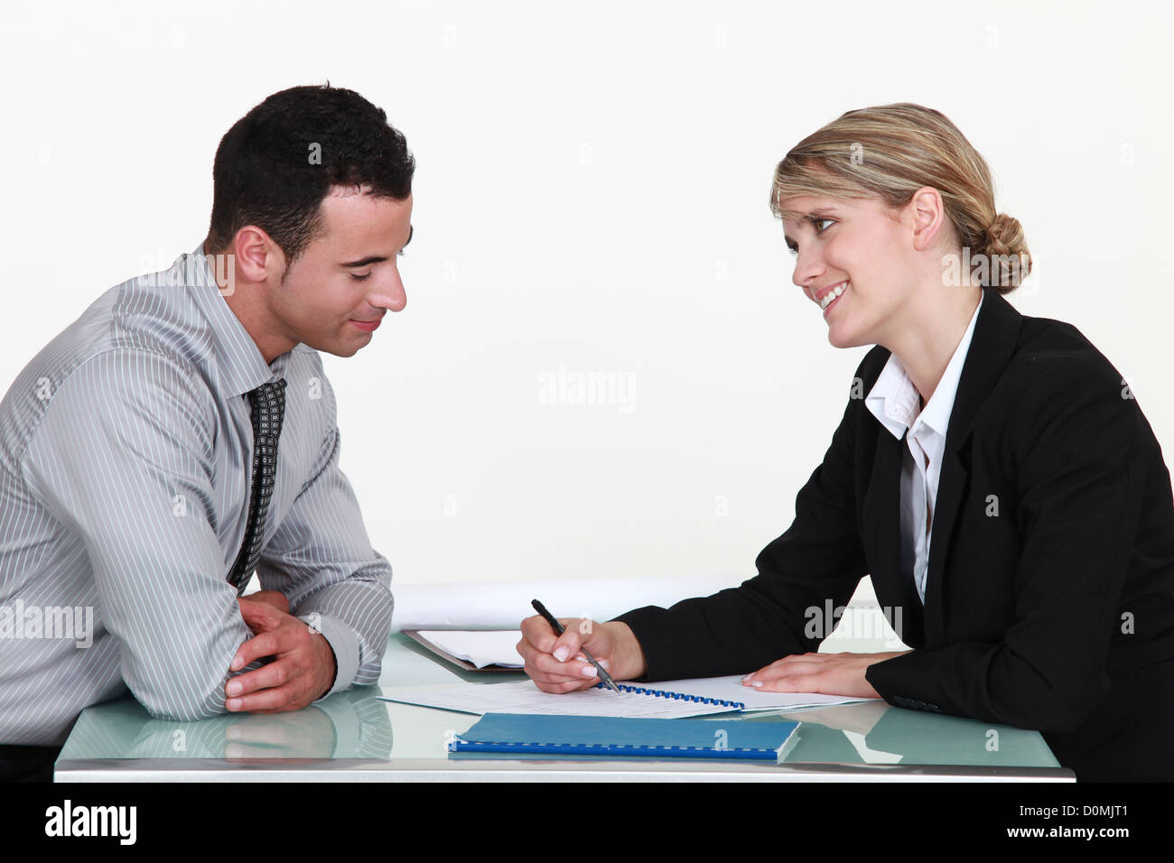 Recruiter and applicant Stock Photo - Alamy