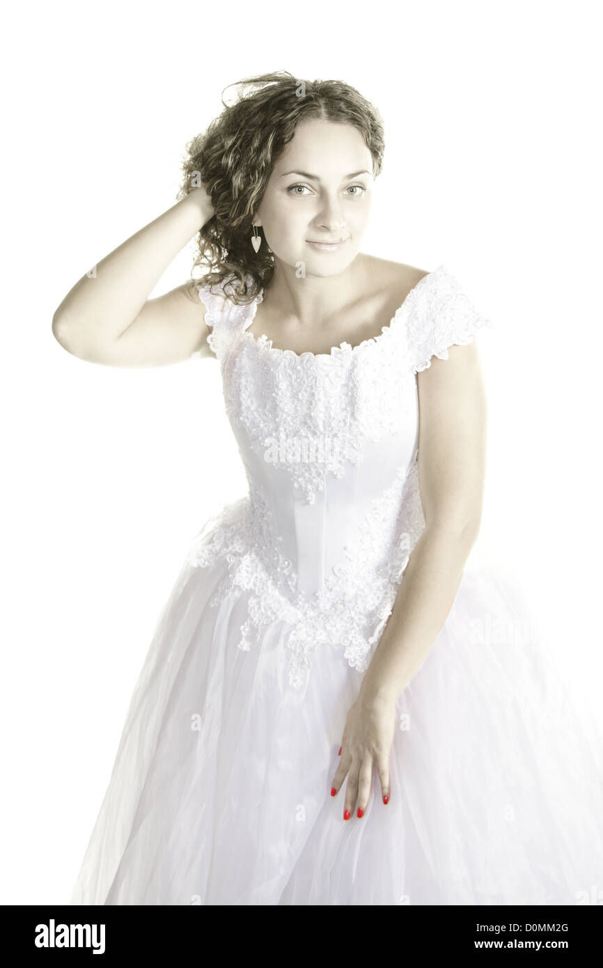 Bride touching hairs Stock Photo - Alamy