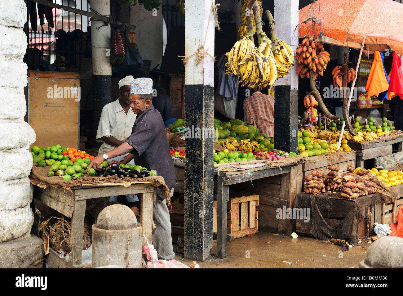 Fruit and vegetable market in Stone Town, Zanzibar, Tanzania, East ...