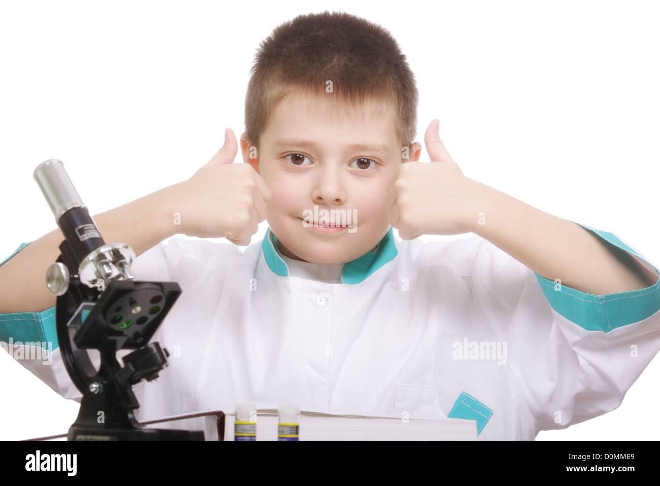 Researcher raising both thumbs up Stock Photo - Alamy