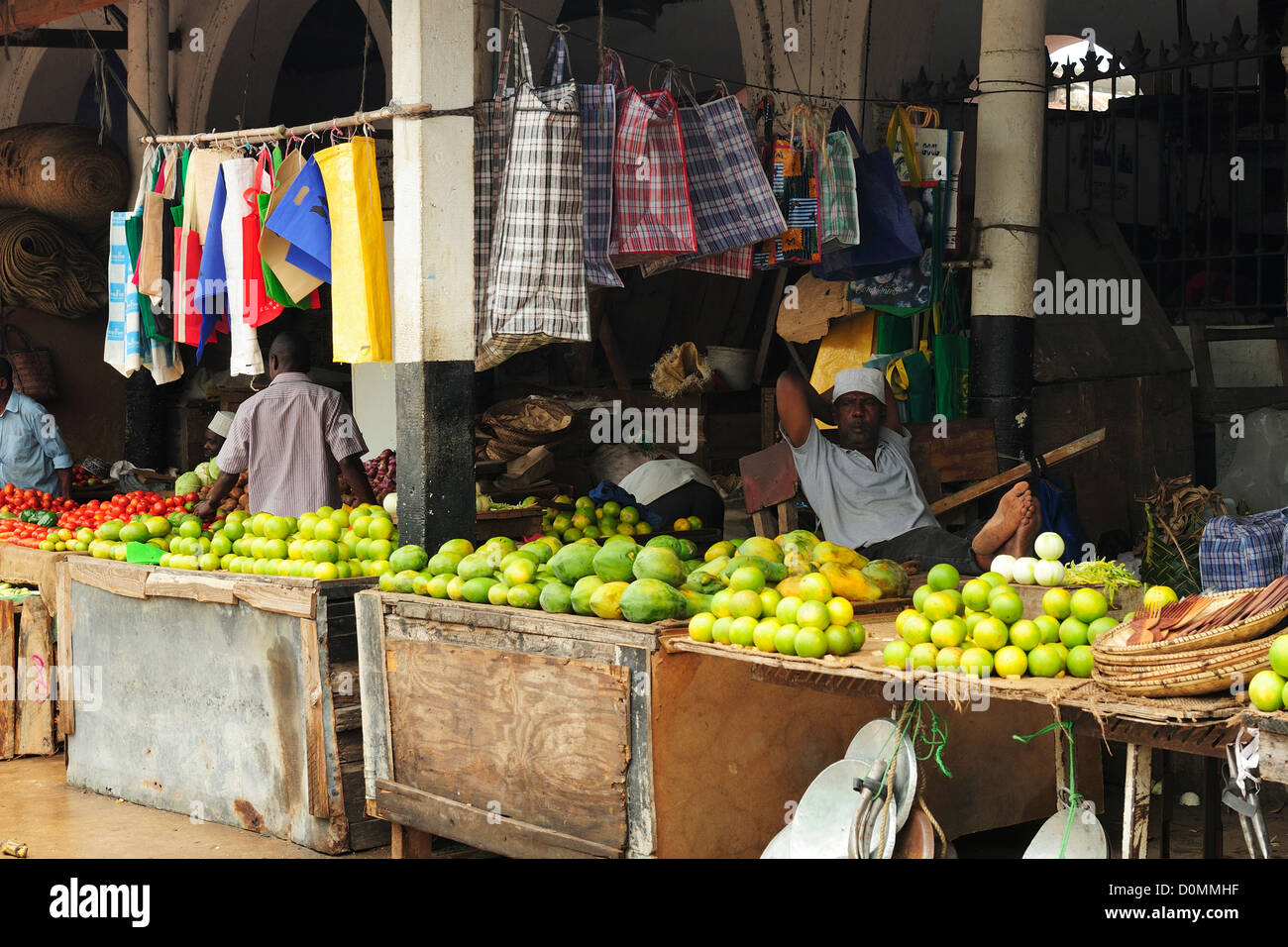 Fruit and vegetable market in Stone Town, Zanzibar, Tanzania, East ...