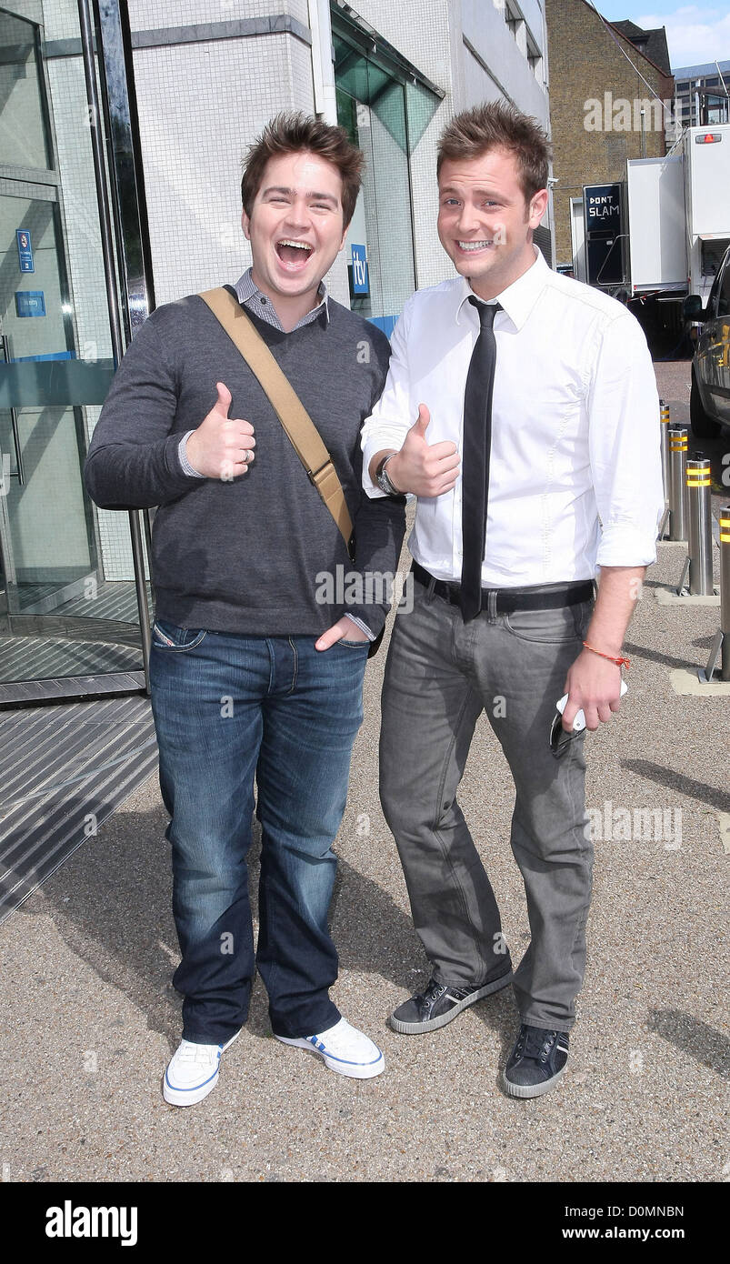 Sam Nixon and Mark Rhodes outside the ITV television studios London ...