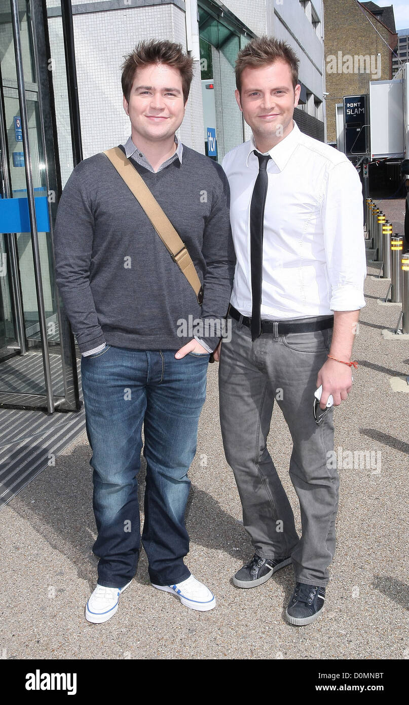 Sam Nixon and Mark Rhodes outside the ITV television studios London ...