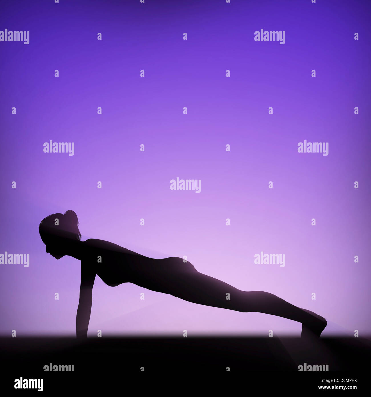 Silhouette of human body in plank pose Stock Photo - Alamy