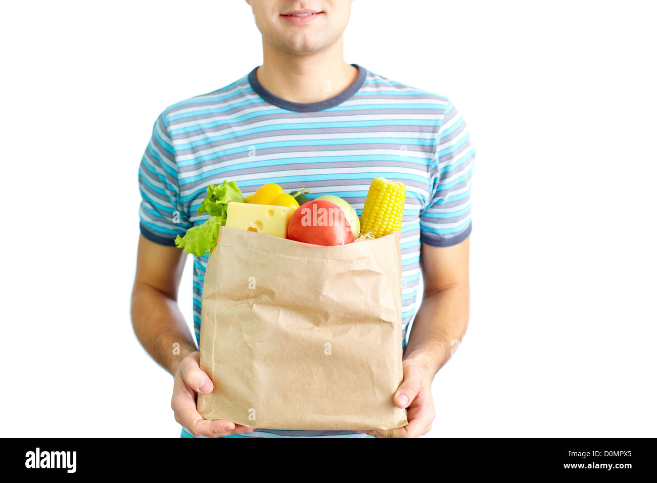 Man market veg packet hi-res stock photography and images - Alamy