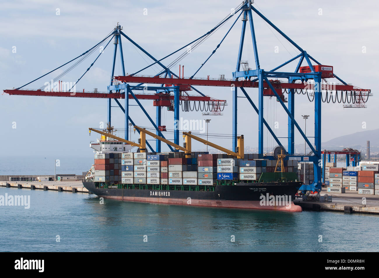 Container ship alongside Malaga Harbour Spain Stock Photo - Alamy