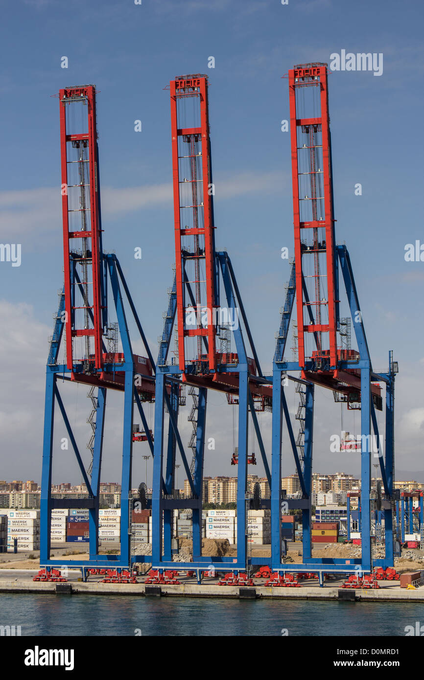 Container ship cranes Malaga Harbour Spain Stock Photo - Alamy