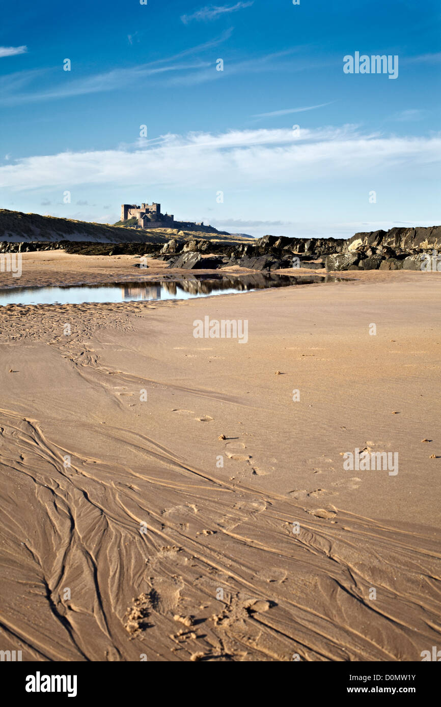 Beach beneath Bamborough Castle. Northumberland Stock Photo - Alamy