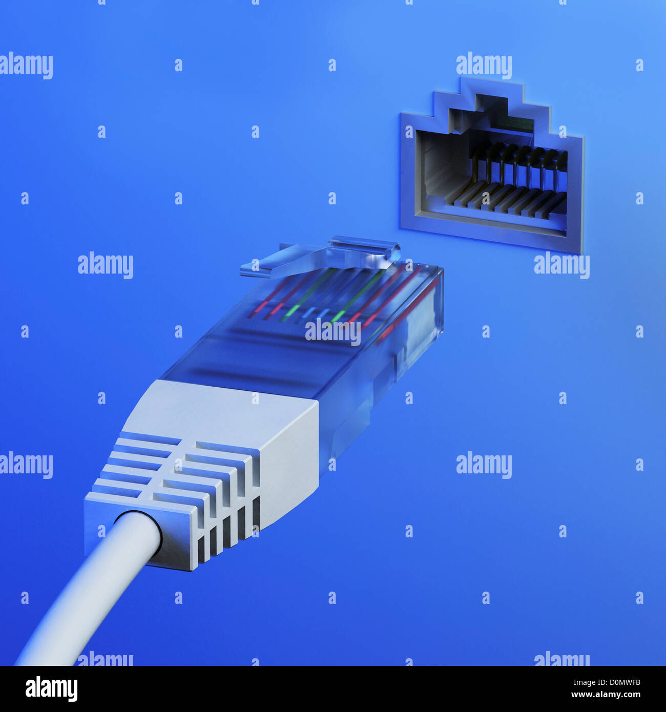 LAN cable entering a power socket Stock Photo - Alamy