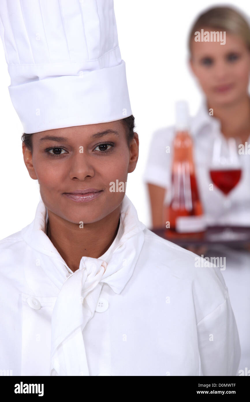 A chef and a waitress Stock Photo - Alamy