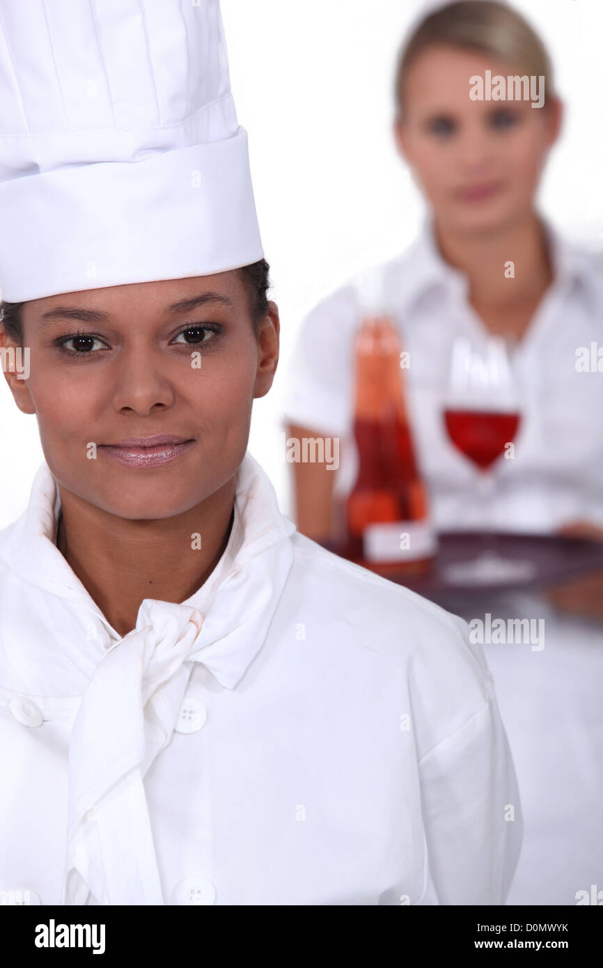 Cook and waitress Stock Photo - Alamy