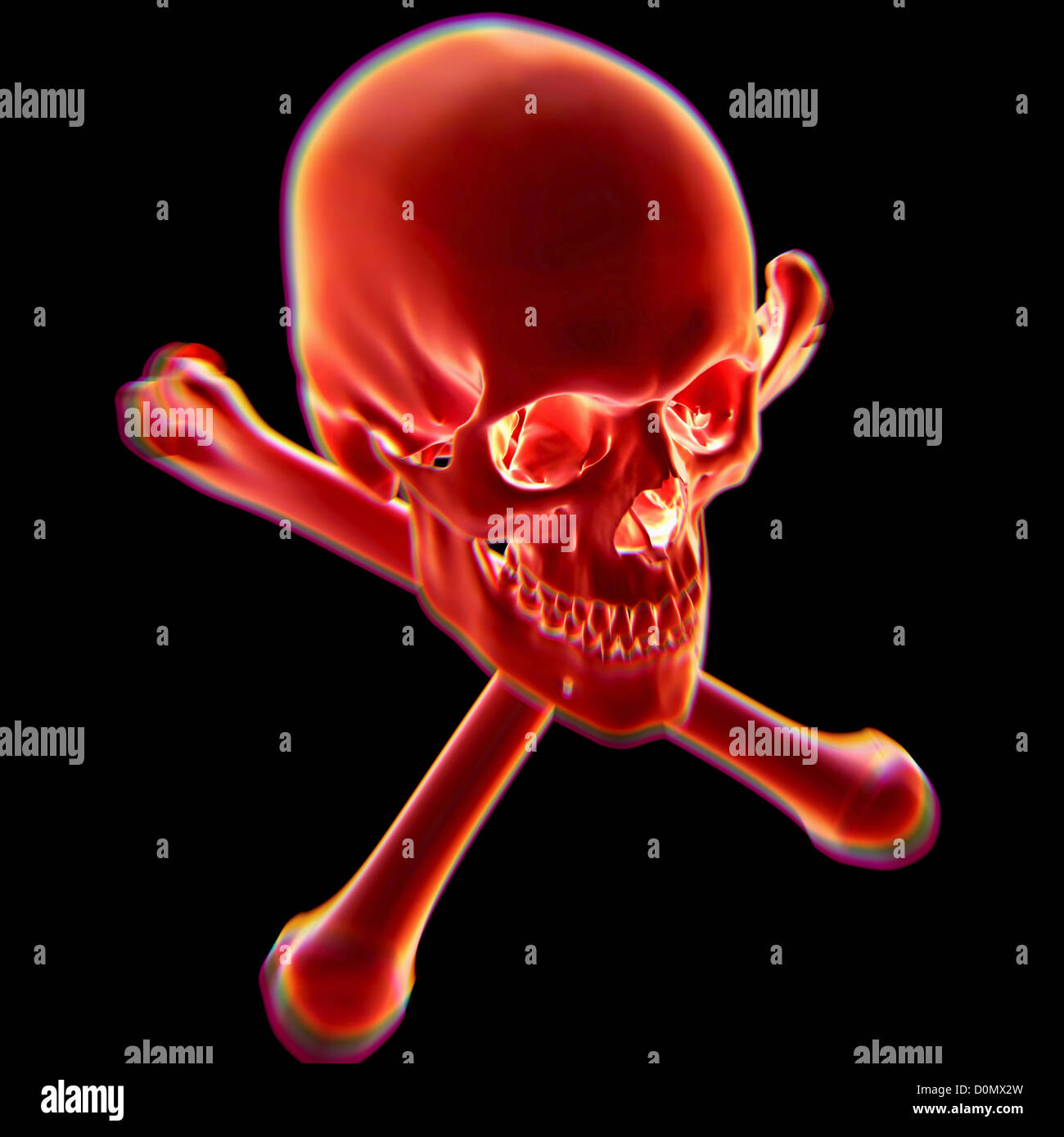 Red skull and crossbones symbolizing danger or death Stock Photo - Alamy
