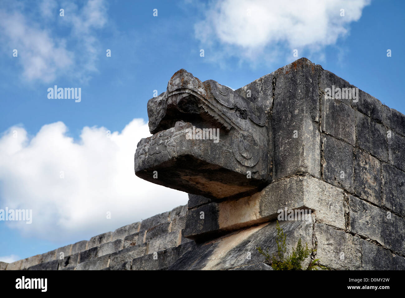 Serpents head at the top of the Plataforma De Venus at Chichen Itza ...