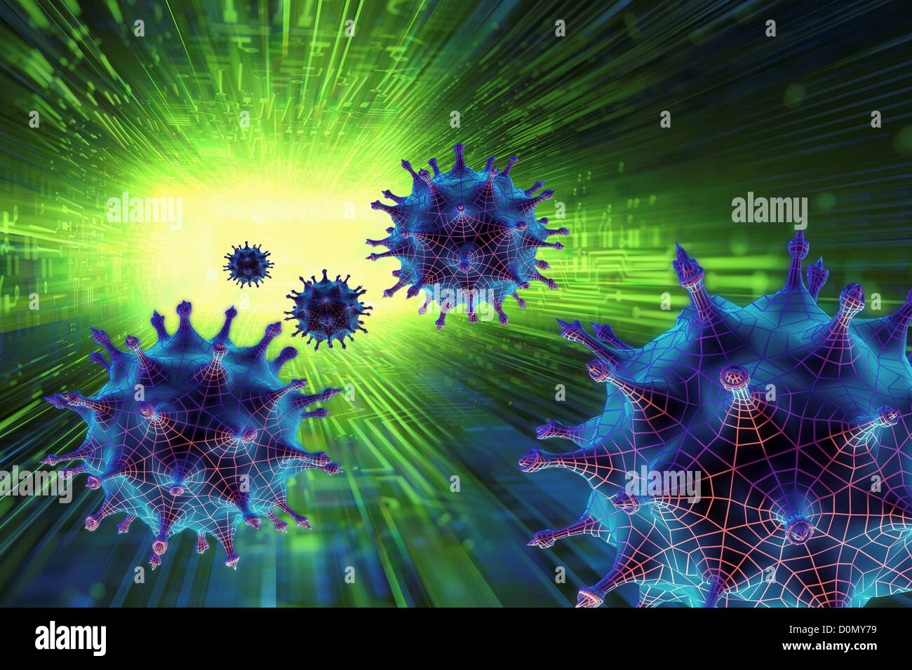 Group of virus particles representing a computer virus Stock Photo - Alamy