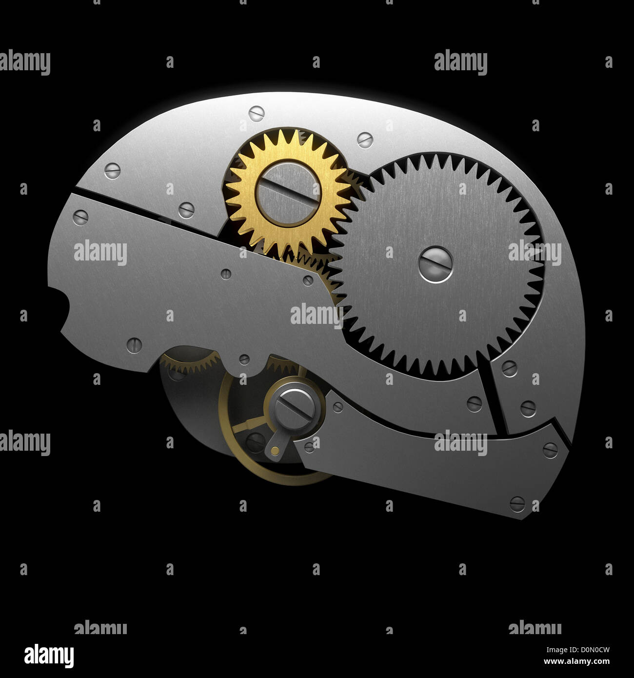 Representation human mind as gear system which represents ideas about ...