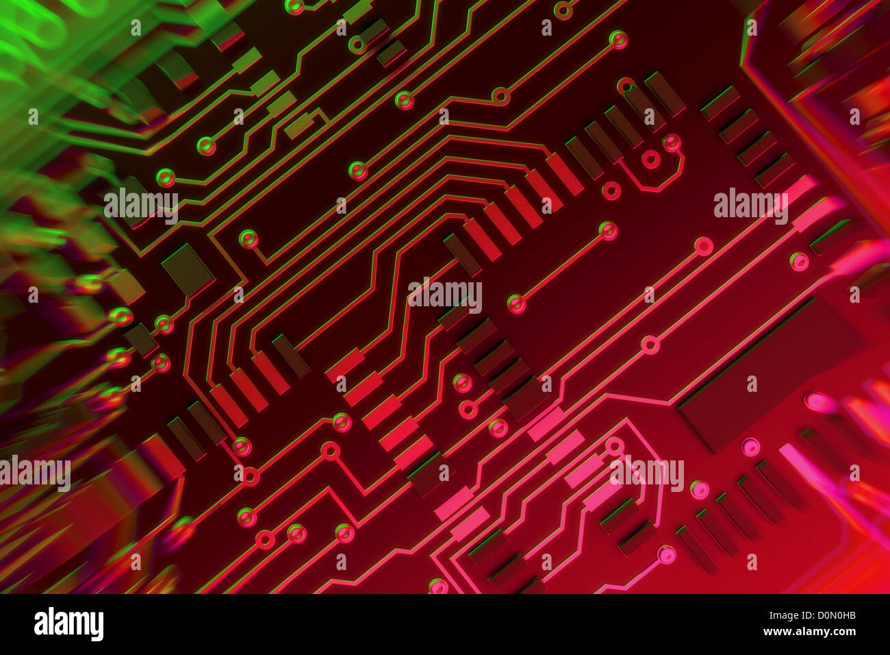 Diagram showing the complex conductive pathways that make up a printed ...