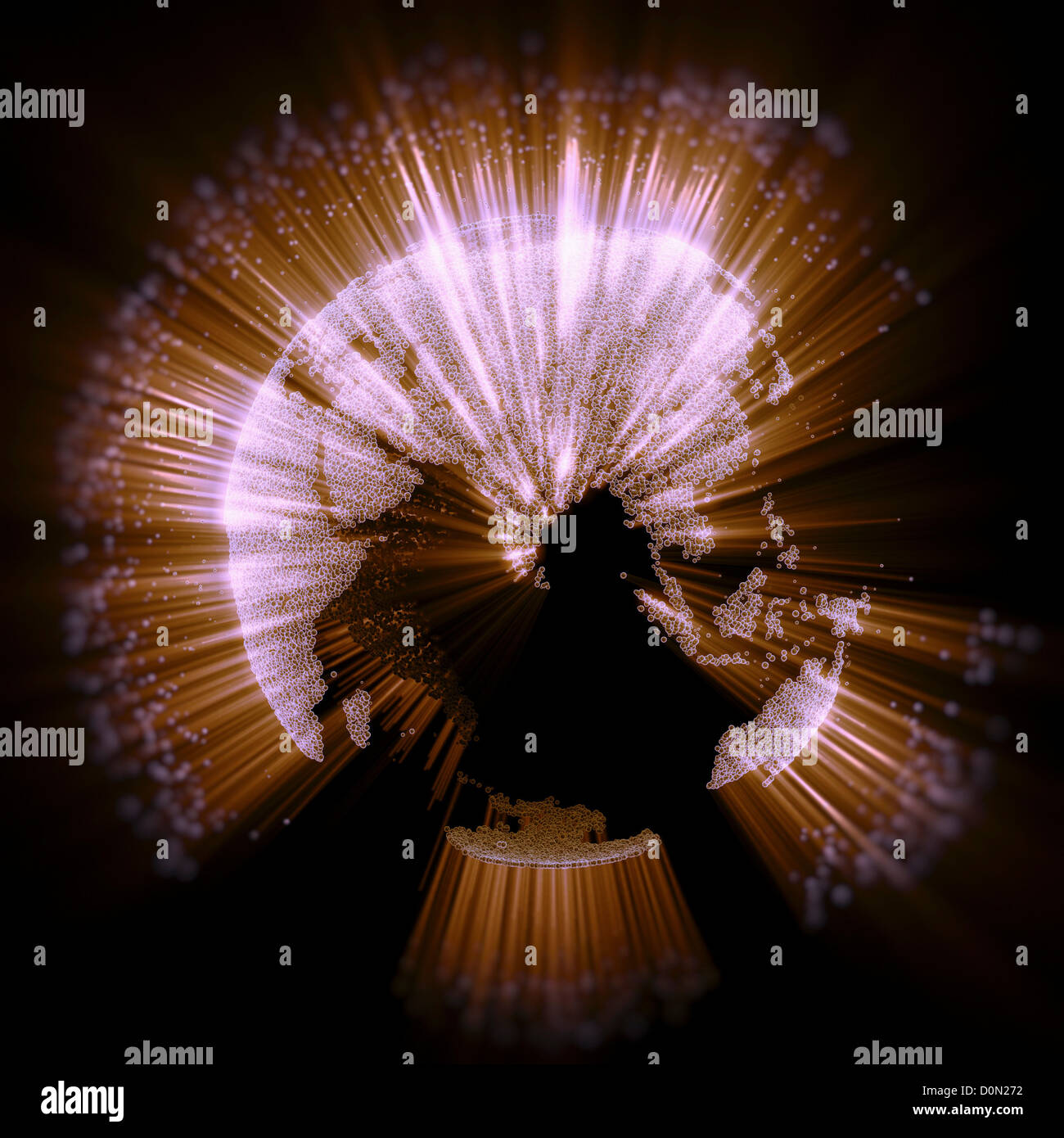 Conceptual visualization showing rays of energy emitting from the earth ...