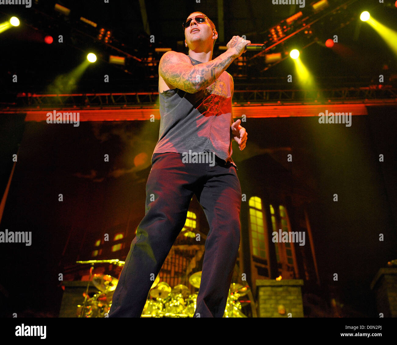 M.Shadows, aka Matthew Sanders, of 'Avenged Sevenfold' performing on ...