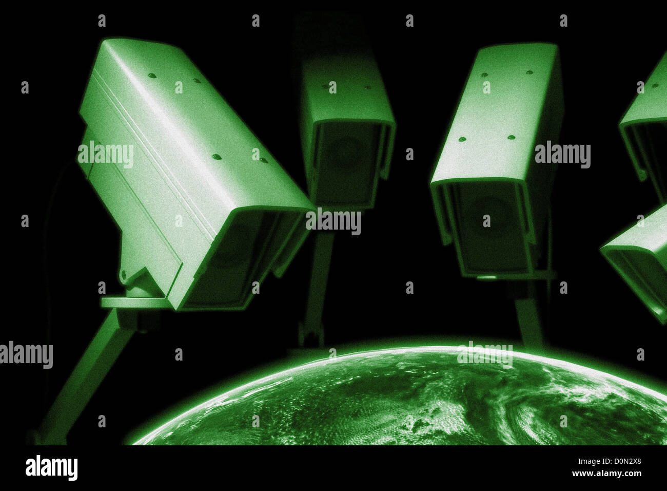 Security cameras monitor the earth Stock Photo - Alamy