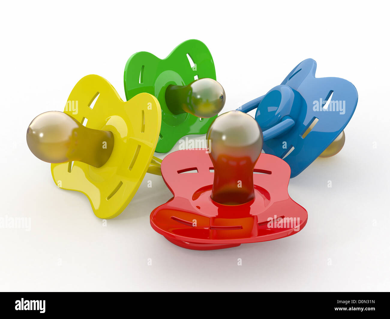 Baby's pacifiers on white isolated background. 3d Stock Photo - Alamy