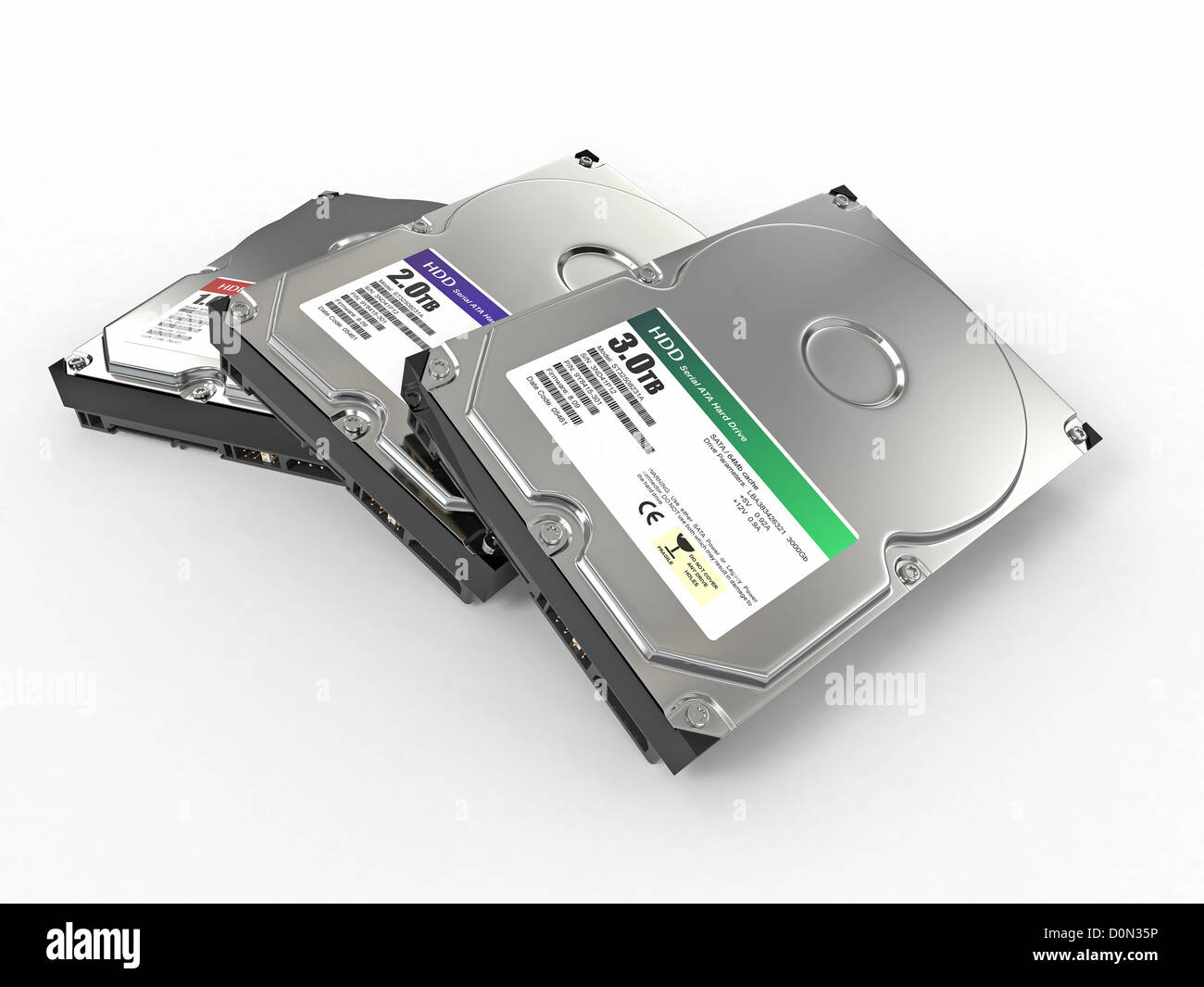 HDD. Three ATA Hard disk drive on white background. 3d Stock Photo - Alamy