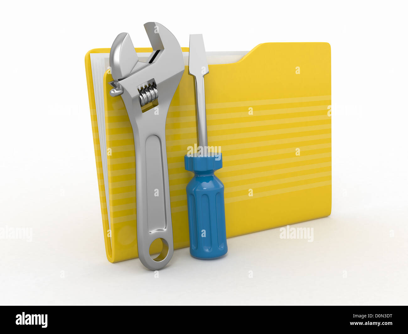 Folder and tools on white isolated background. 3d Stock Photo - Alamy