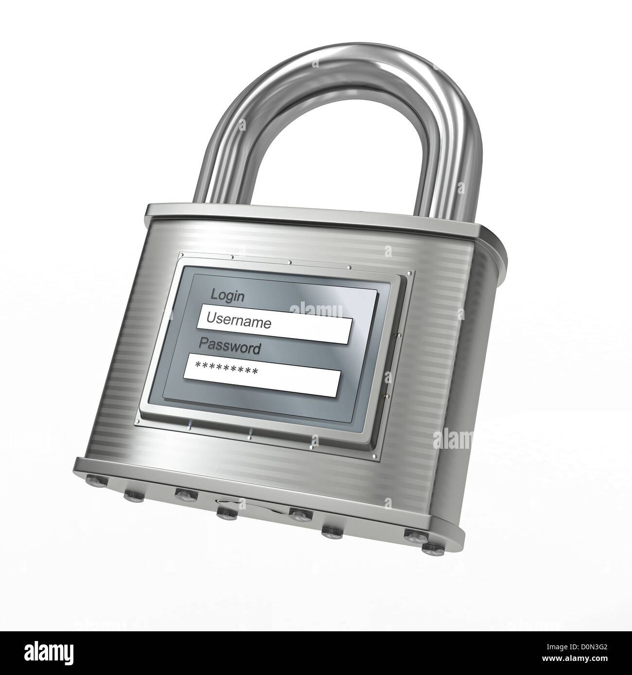 Padlock with login and password on white isolated background. 3d Stock ...